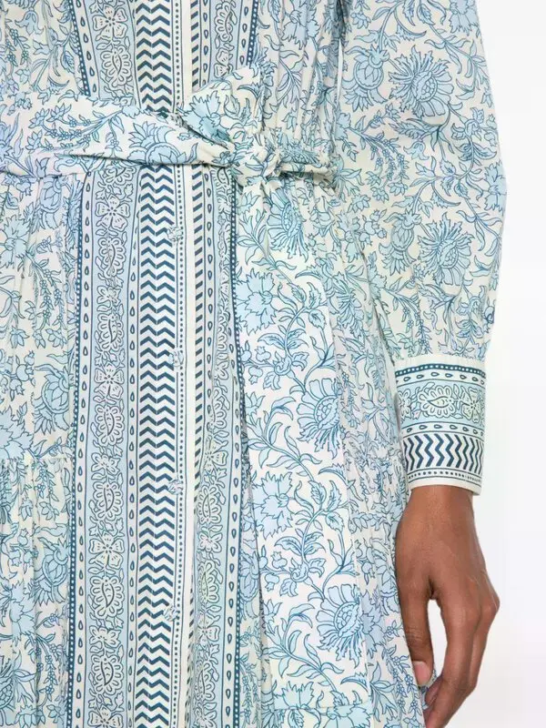 MC2 SAINT BARTH Jensen Floral-print Tiered Maxi Dress - Blue