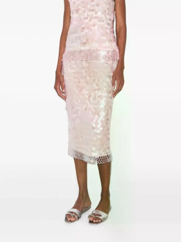 Tory Burch Sequin Mesh Skirt - Pink