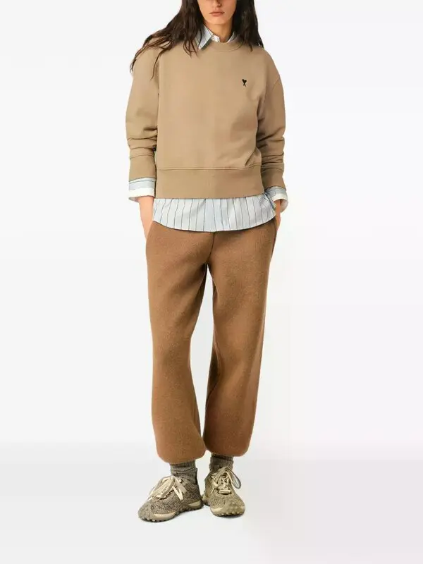 AMI Paris De Coeur Embroidered Cotton Sweatshirt
