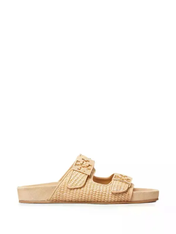 Tory Burch Mellow Raffia Slide Sandals - Neutrals