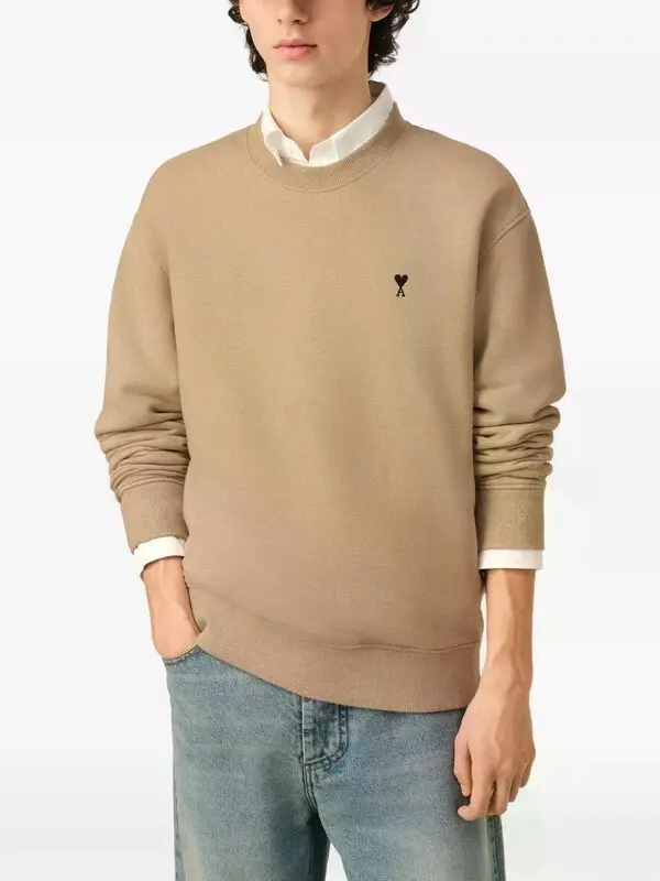AMI Paris Cotton Sweatshirt With De Coeur Embroidery