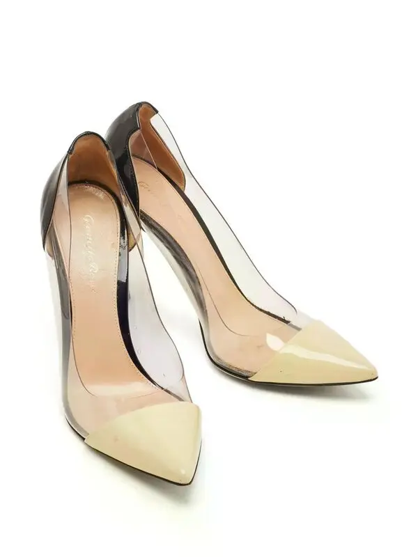 GIANVITO ROSSI Plexi Leather Heeled Pumps - Black