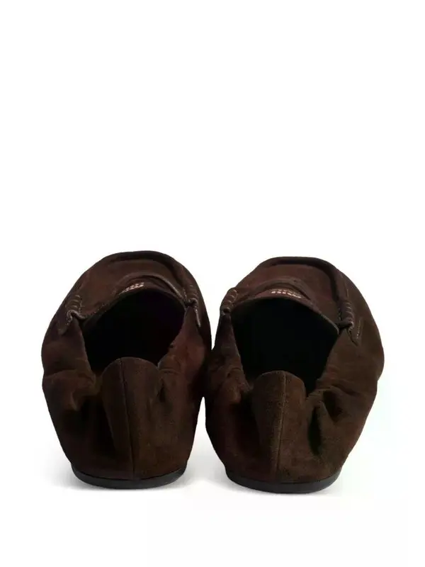 Miu Miu Ruched Suede Loafers - Brown