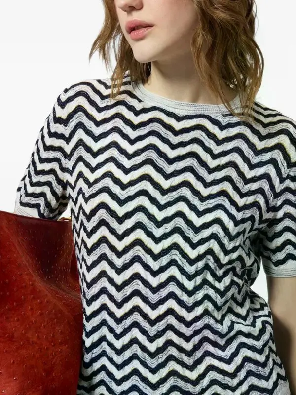 Missoni Short Sleeve Zigzag Knit Sweater