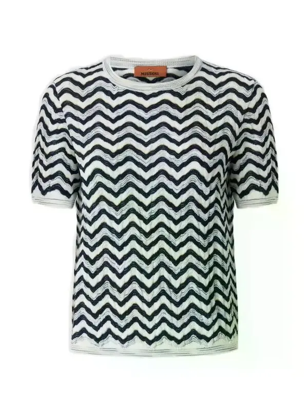 Missoni Short Sleeve Zigzag Knit Sweater