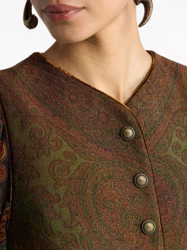Etro Wool-blend Jacquard Paisley Motif Waistcoat - Brown
