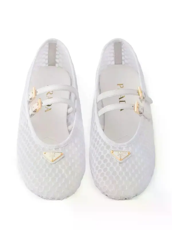 Prada Mesh Macramé Ballerinas - White