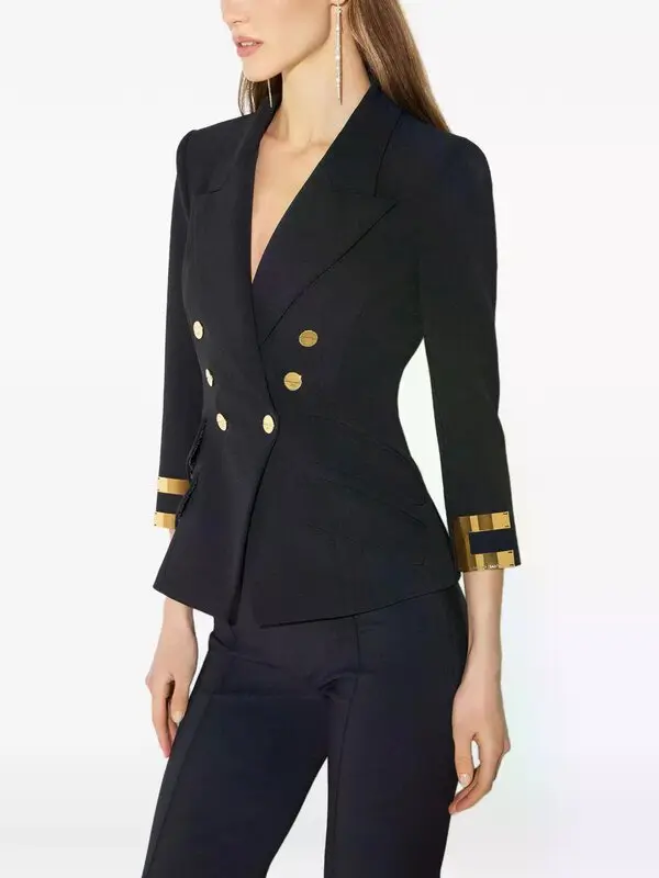Elisabetta Franchi Double-breasted Jacket With Logo Cuffs - Black