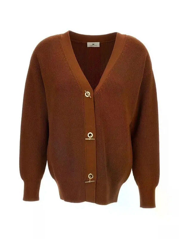 Elisabetta Franchi Ribbed Knit Toggle Cardigan - Brown
