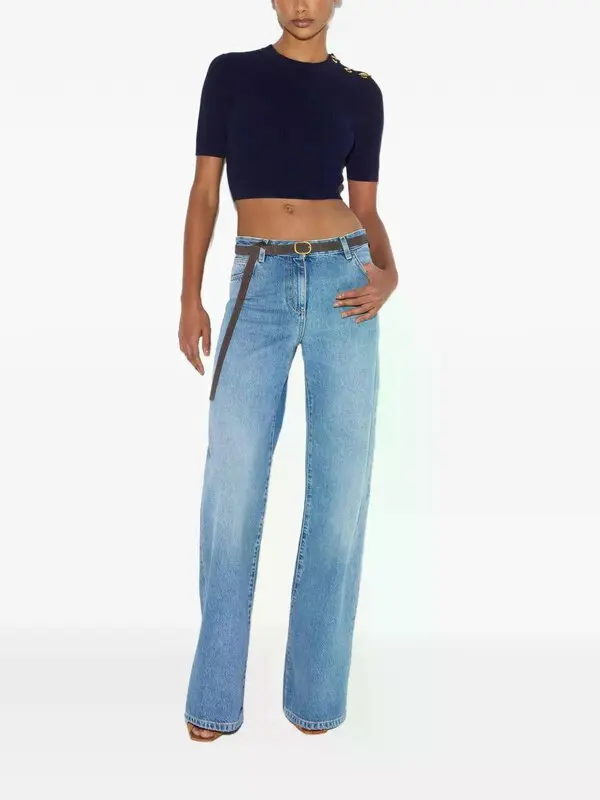 Elisabetta Franchi Belted Wide-leg Jeans - Blue