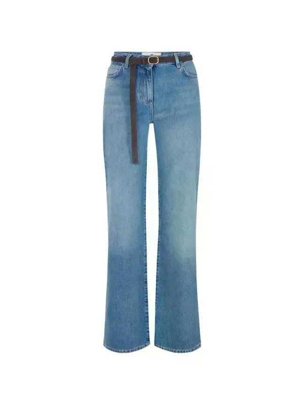 Elisabetta Franchi Belted Wide-leg Jeans - Blue