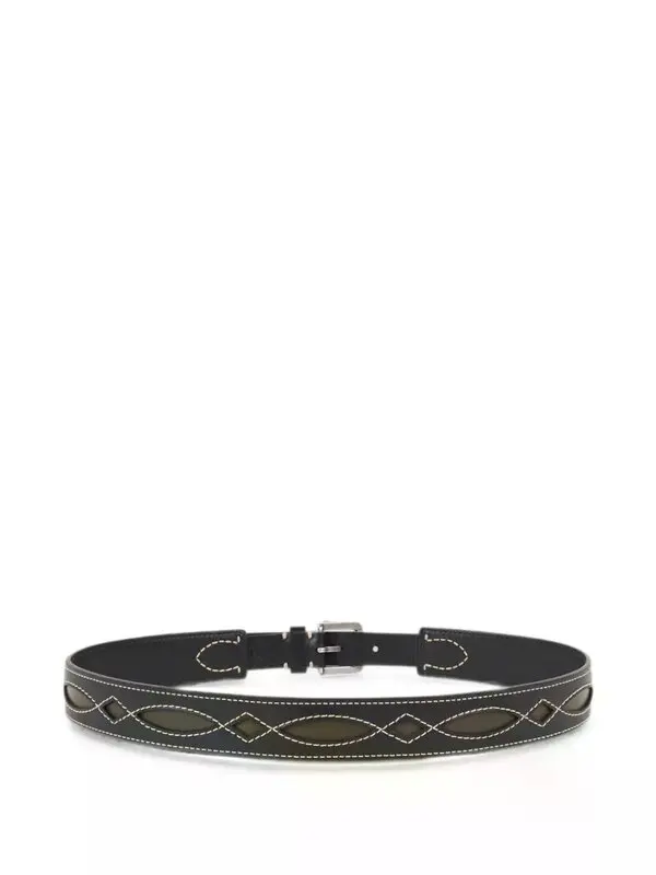 Etro Leather Belt With Cut-outs And Topstitching