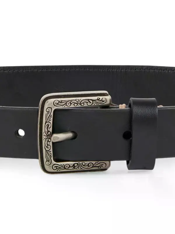 Etro Leather Belt With Cut-outs And Topstitching