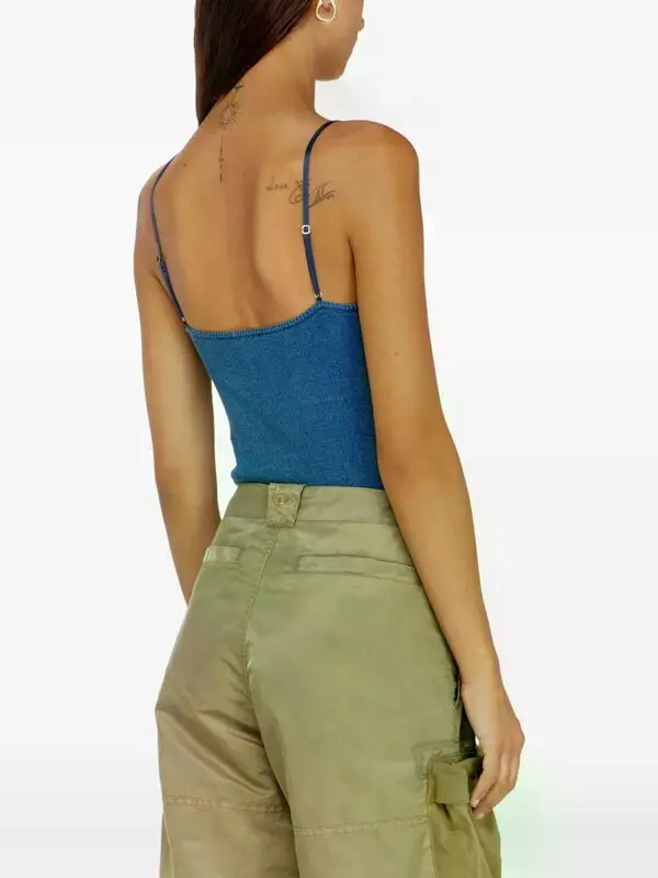 DIESEL® Bodysuit In Ribbed Jersey With Shadow-patch Effects