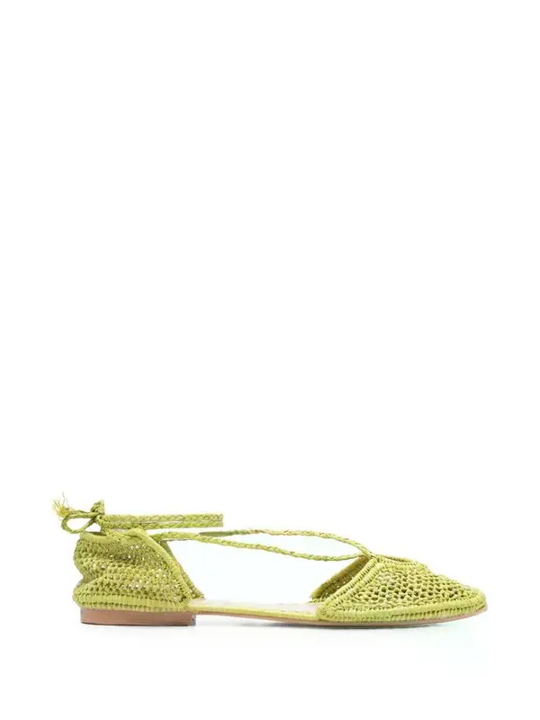 SLO_HAND_MADE Woven Ballet Flats With Tie Fastening
