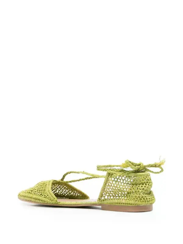 SLO_HAND_MADE Woven Ballet Flats With Tie Fastening