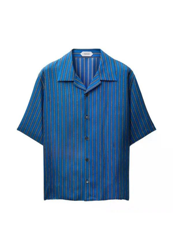 Versace Printed Silk Twill Shirt - Blue