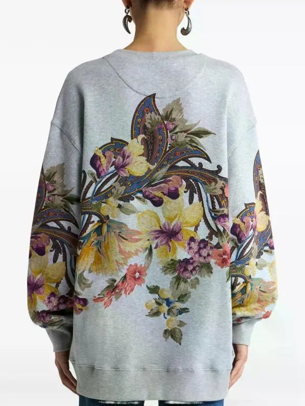 Etro Cotton Sweatshirt With Placed Paisley And Flower Print