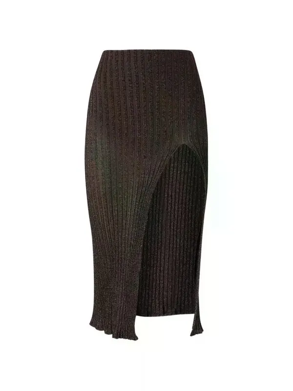 Missoni Ribbed Knit Side-slit Skirt - Brown