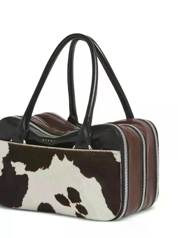 Marni Boxyne Cow-print Leather Tote Bag - Brown