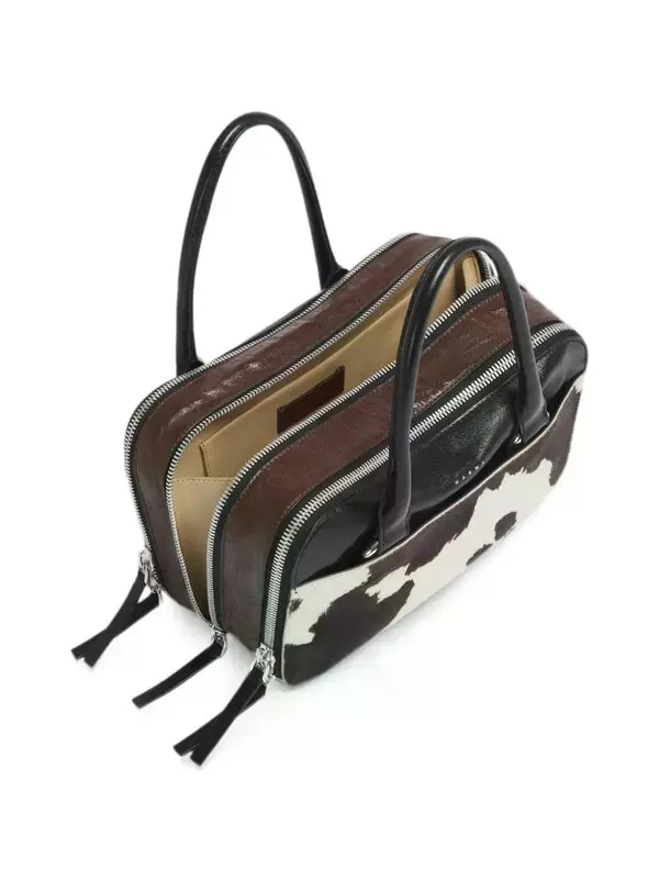 Marni Boxyne Cow-print Leather Tote Bag - Brown