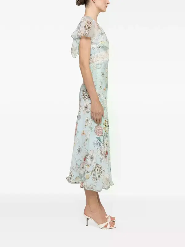 NISSA Printed Silk Midi Dress