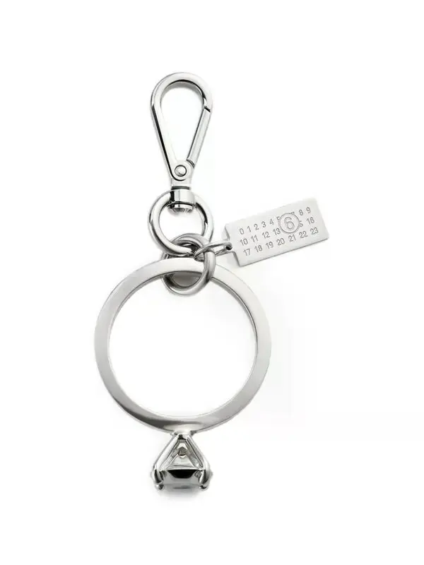 MAISON MARGIELA Polished Palladium Solitaire Ring Clip Keyring