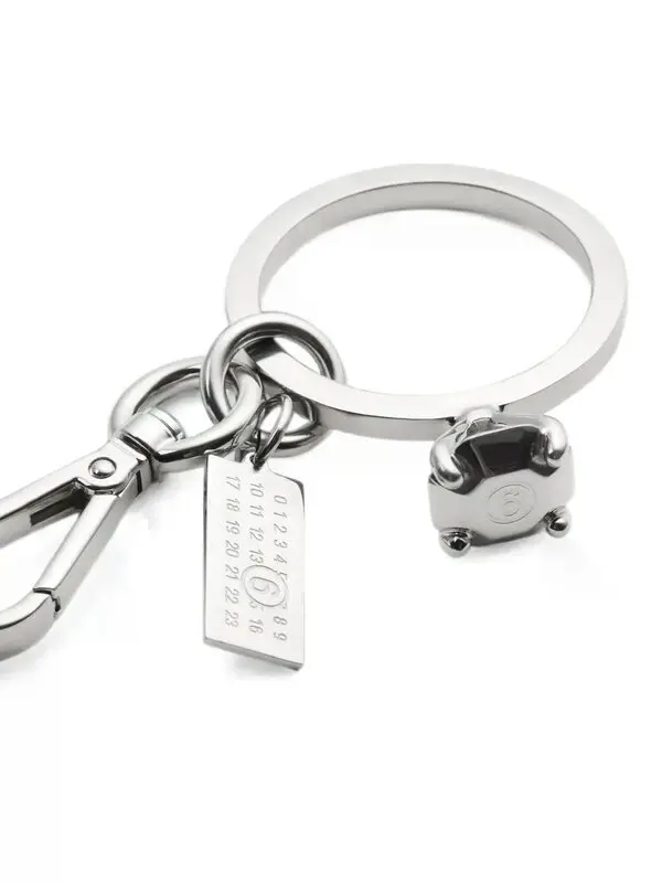 MAISON MARGIELA Polished Palladium Solitaire Ring Clip Keyring