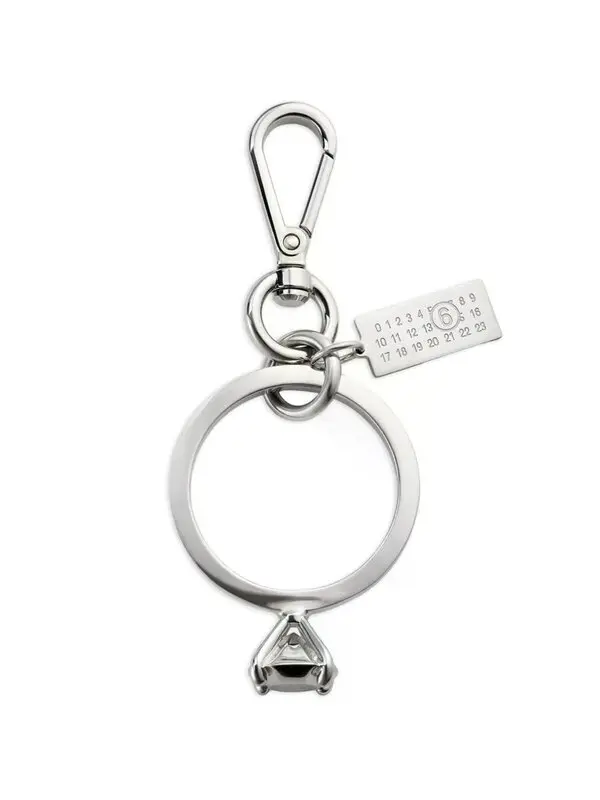 MAISON MARGIELA Polished Palladium Solitaire Ring Clip Keyring - Silver