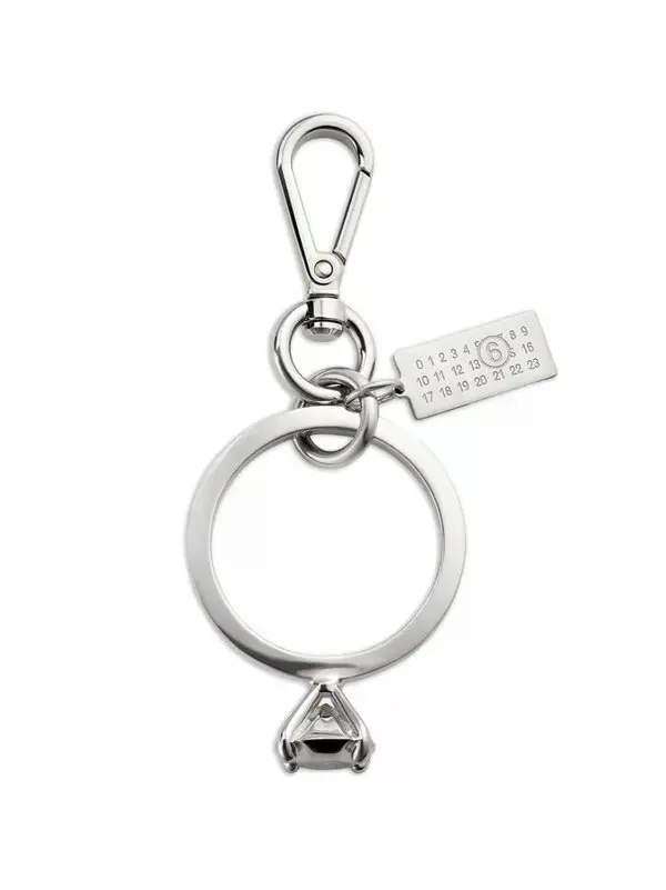 MAISON MARGIELA Polished Palladium Solitaire Ring Clip Keyring - Silver