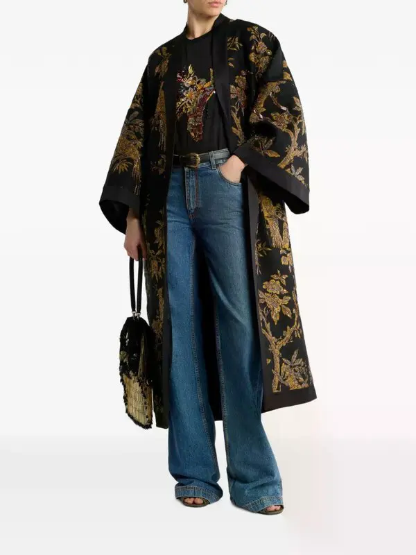 Etro Cotton T-shirt With Peacock Embellishment