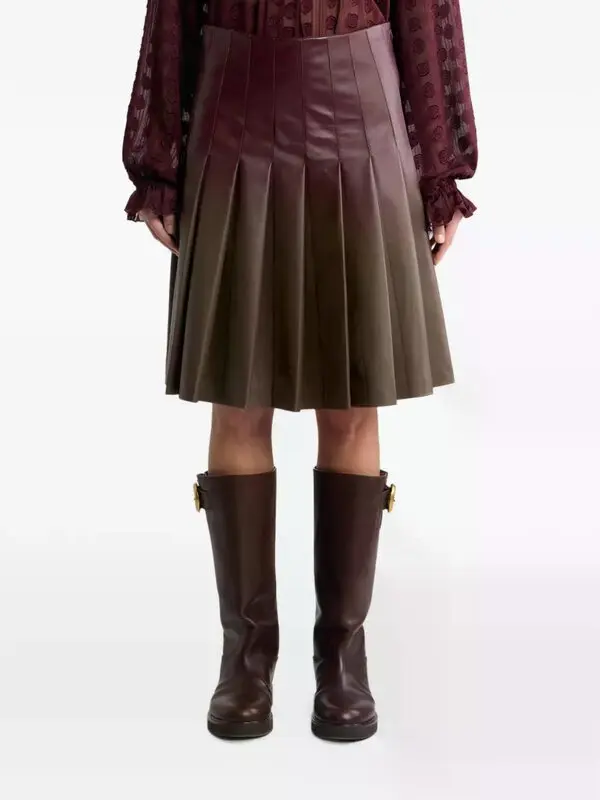 Etro Pleated Degradé Leather Skirt