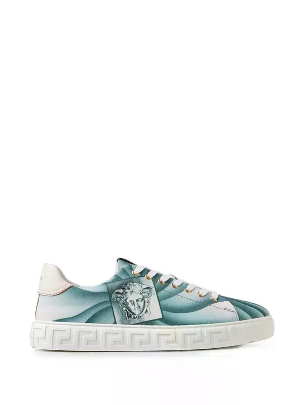 Versace Greca Printed Canvas Low-top Sneakers