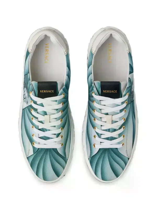 Versace Greca Printed Canvas Low-top Sneakers