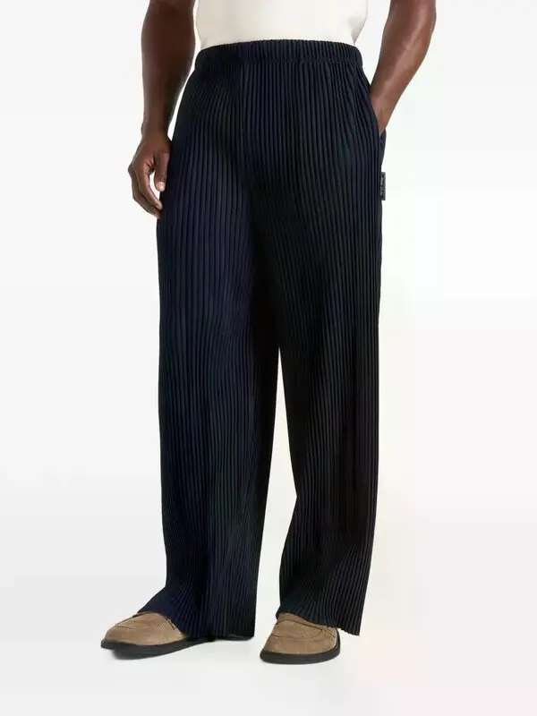 Manière De Voir Maniera De Voir Navy Pleated Wide-leg Trousers - Blue
