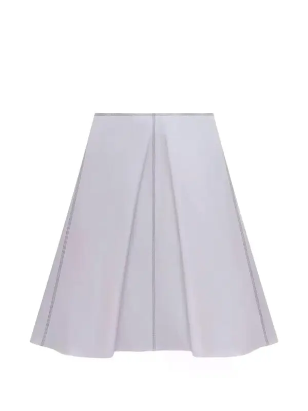 Marni Cotton Poplin Midi Skirt With Contrast Stitching - Grey