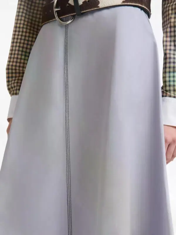 Marni Cotton Poplin Midi Skirt With Contrast Stitching
