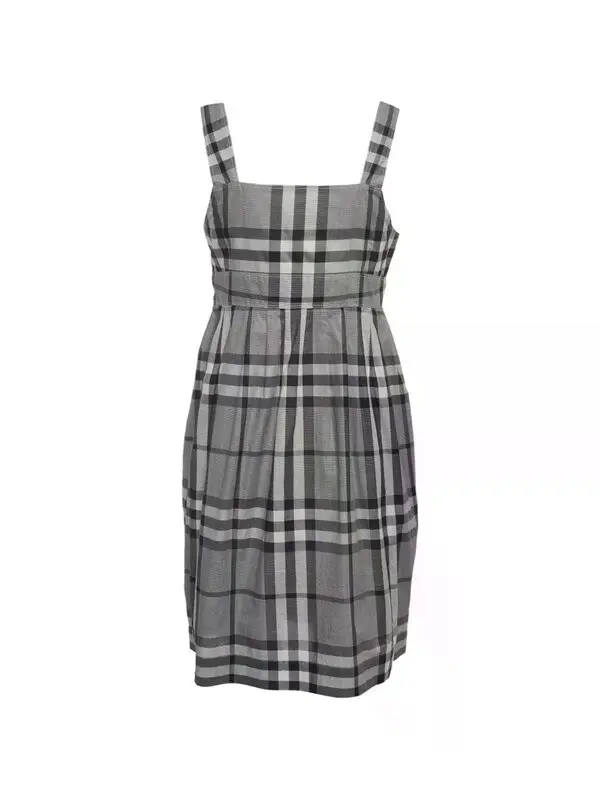 Burberry Plaid Print Sleeveless Midi Dress - Grey