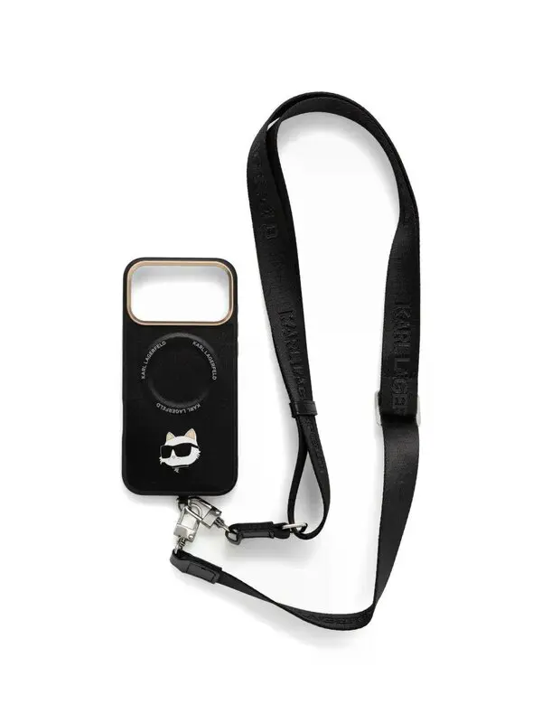 Karl Lagerfeld Choupette Logo-strap Iphone 17 Pro Max Case - Black