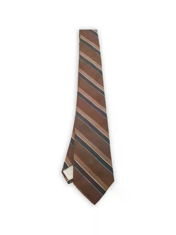 Saint Laurent Diagonal-striped Silk Tie - Brown