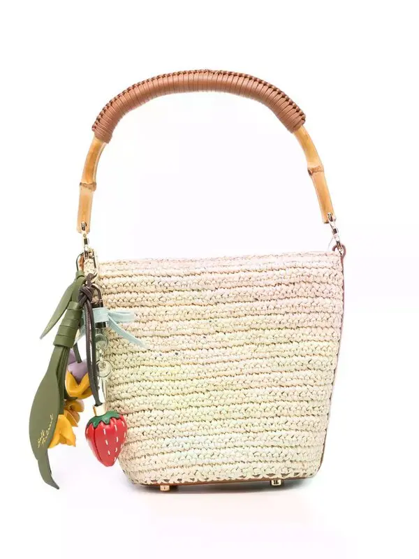 SELF-PORTRAIT Bamboo Handle Tote Bag - Neutrals