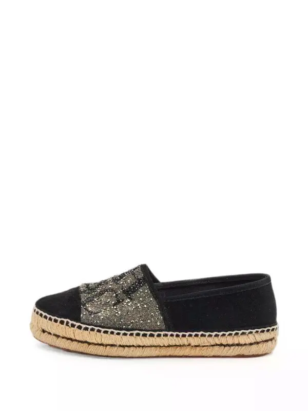 Carolina Herrera Glitter Suede Espadrilles - Black