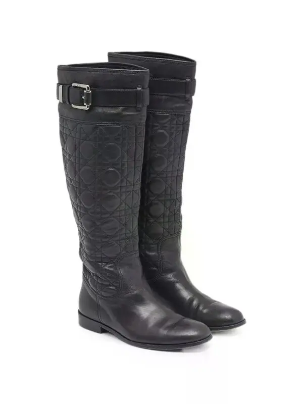 Dior Cannage Quilted Buckle Detail Boots