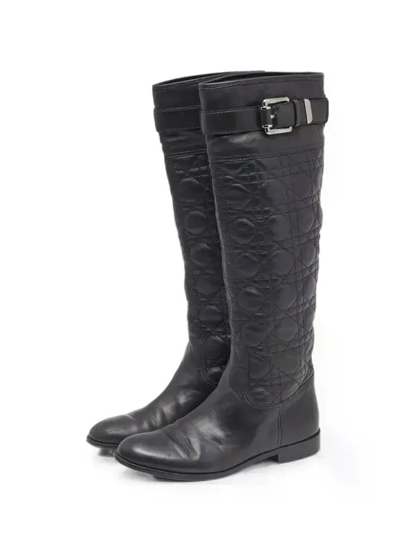 Dior Cannage Quilted Buckle Detail Boots