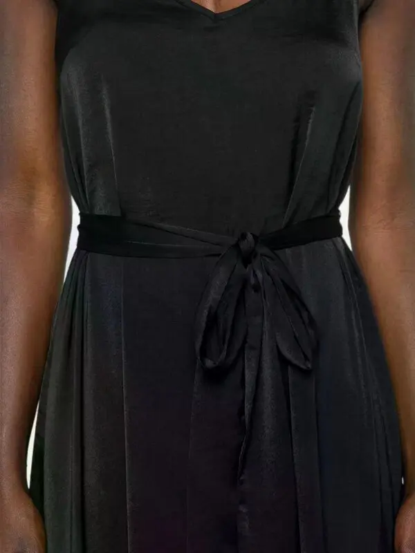 MOUTAKI Satin Finish Belted Midi Dress