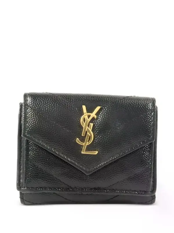 Saint Laurent Small Monogram Envelope Quilted Wallet - Black