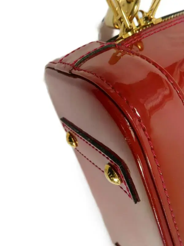 LOUIS VUITTON Alma Bb Monogram Vernis Tote Bag - Red
