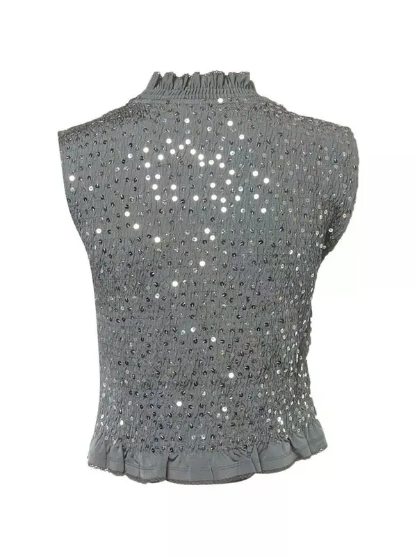 Sandro Sequin-embellished High Neck Sleeveless Top