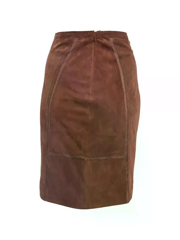Gucci Lizzy Suede Midi Skirt - Brown