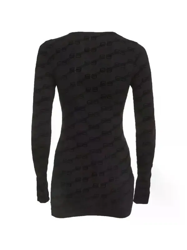Balenciaga Bb Flocked Jersey Long-sleeved T-shirt - Black